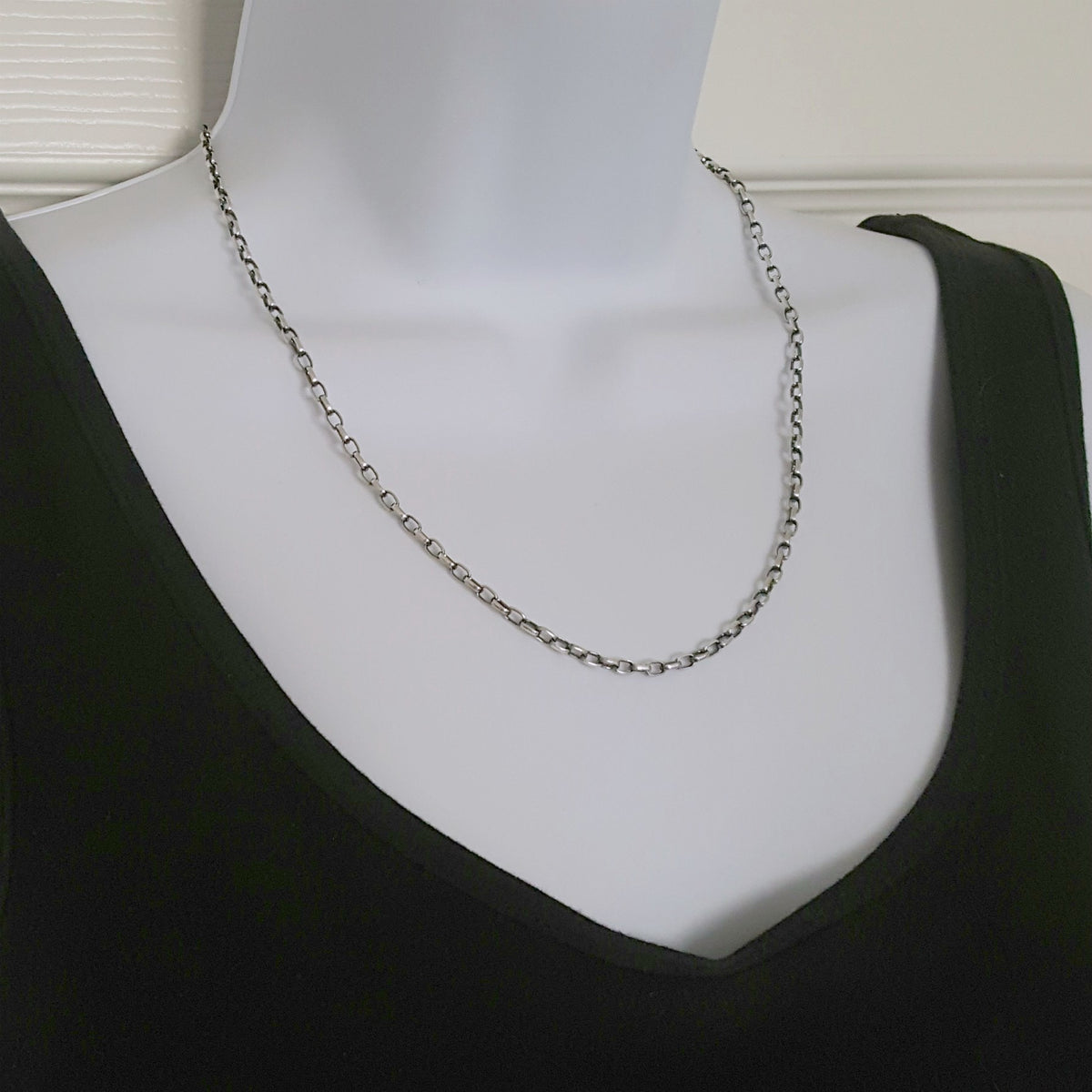 Silver Oval Rolo Chain, Unisex 925 Necklace – MaisyGraceDesigns